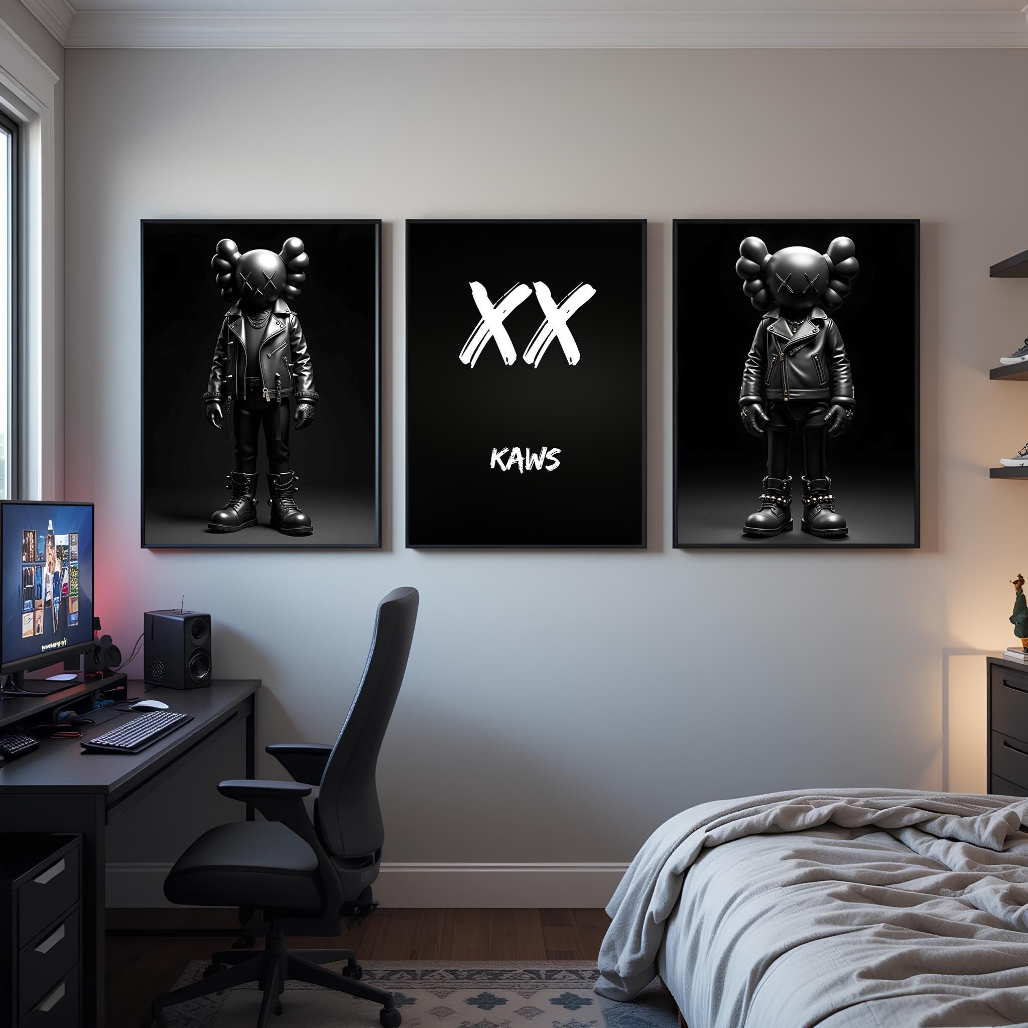 KAWS Set of 3,hypebeast Kaws Poster,black Kaws Print,black Hypebeast ...