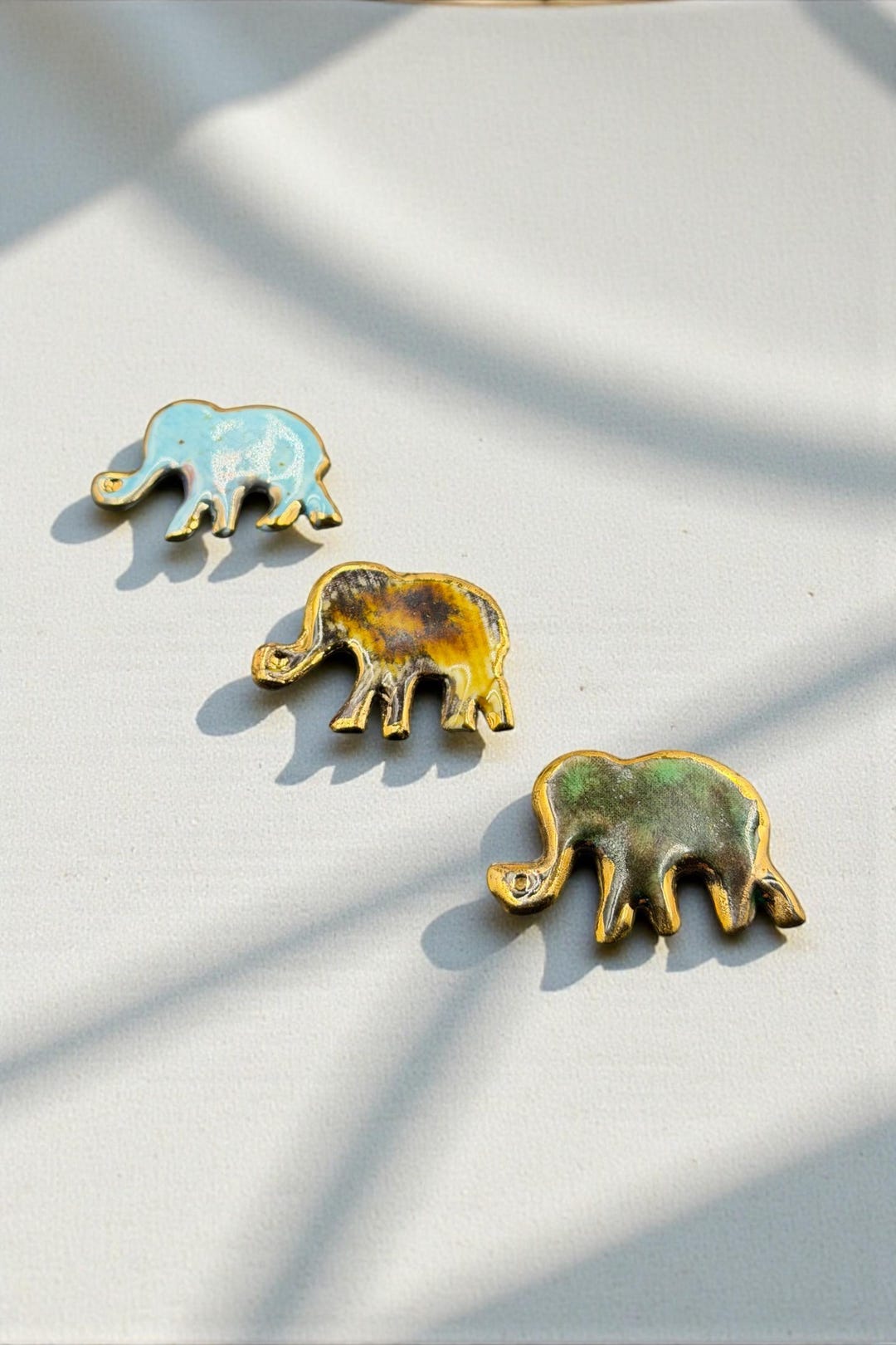 24K Gold Elephant Brooch – Handmade Porcelain Animal Pin - Etsy