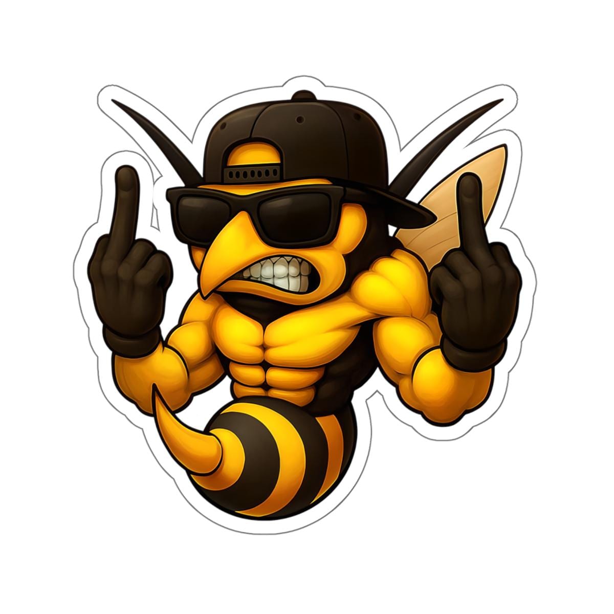 Angry Wasp Sticker, Angry Bee Sticker, Cool Bee Die-cut Stickers, Funny ...