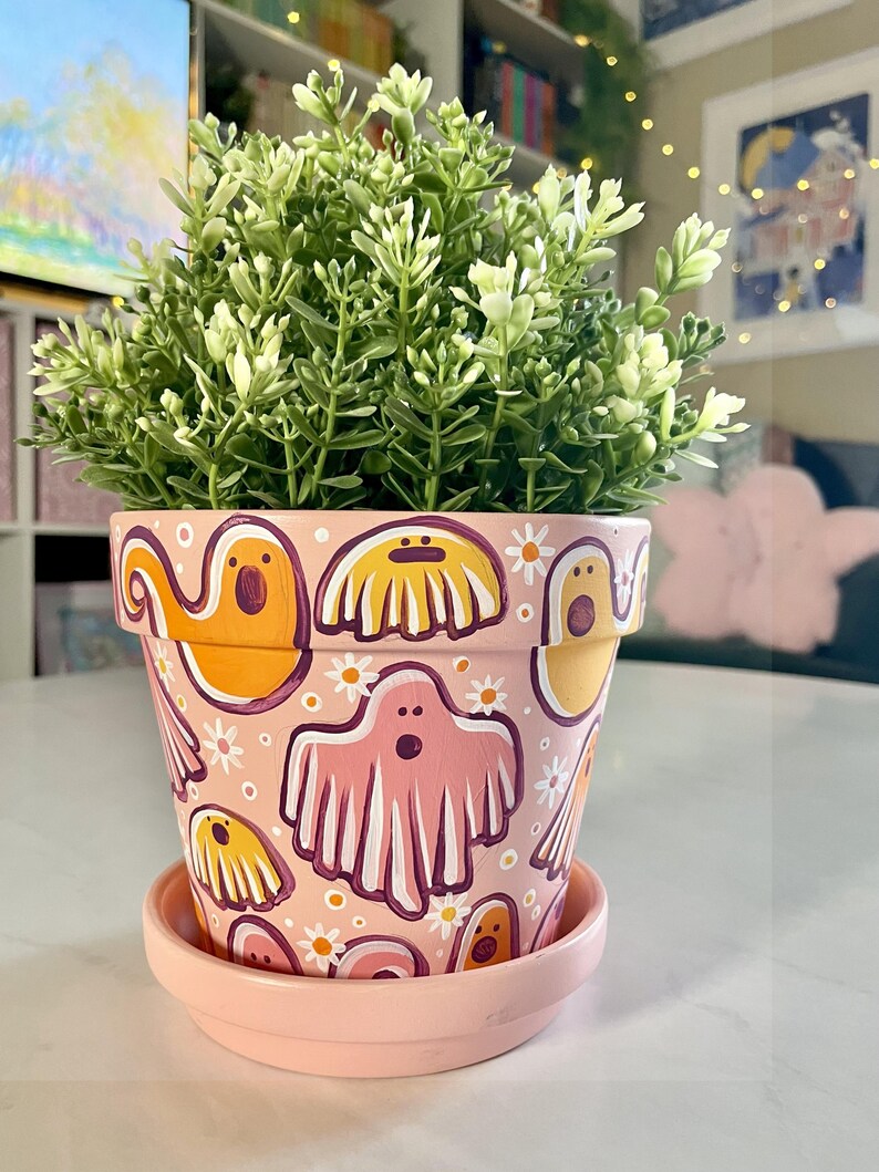 Hand-painted Decorative Ghost Pot - Indoor Planter | Unique Home Decor ...