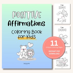 Positive Affirmations for Kids, 11-page Printable Coloring Book ...
