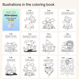 Positive Affirmations for Kids, 11-page Printable Coloring Book ...