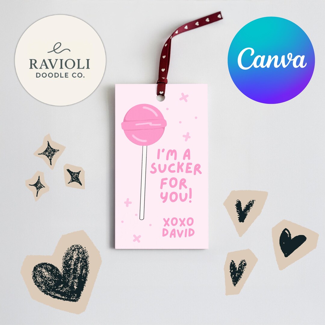 Sucker for You Valentine | Kids Valentines | Girls Pink Printable Tags ...