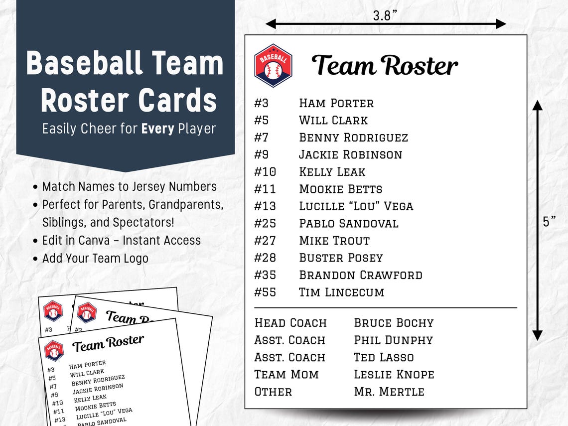Editable Baseball Lineup Card Template Canva Pdf Youth Baseball