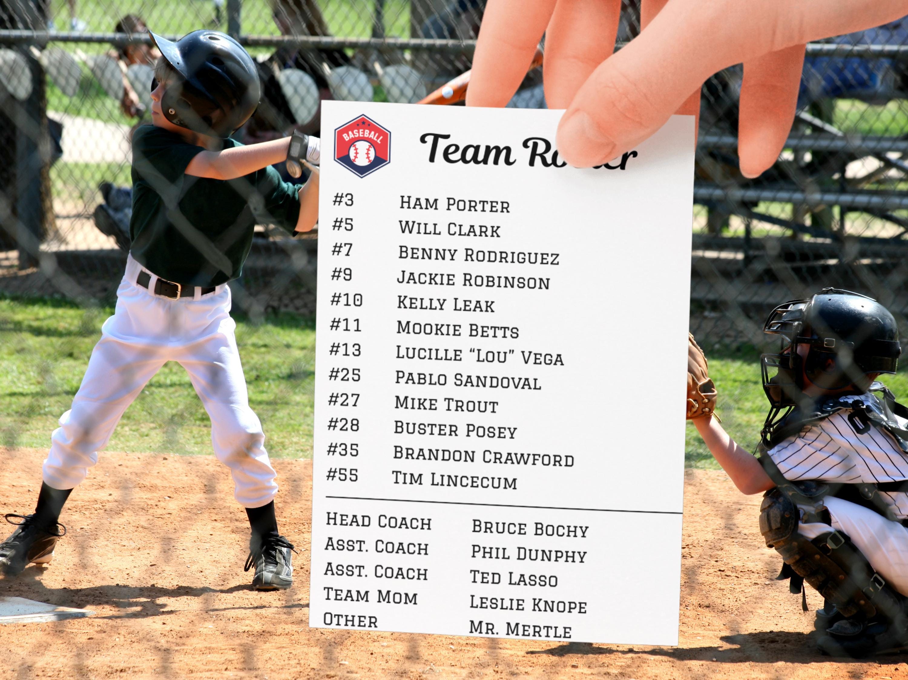 Editable Baseball Lineup Card Template Canva Pdf Youth Baseball