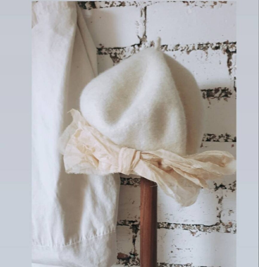 Cream Beret With Crushed Organdie Bow - Etsy