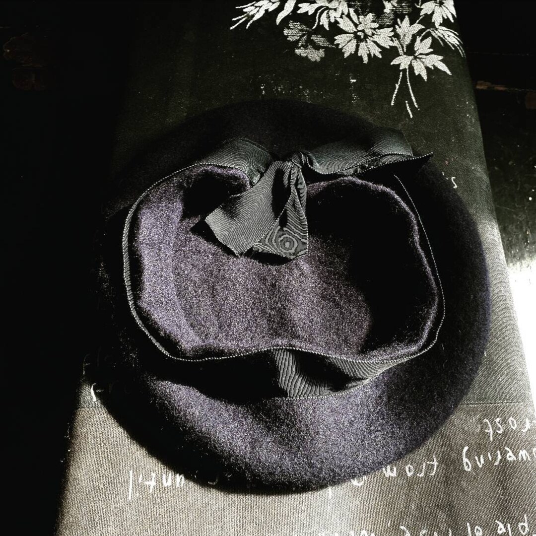 Dark Navy Beret With Floppy Grosgrain Bow - Etsy