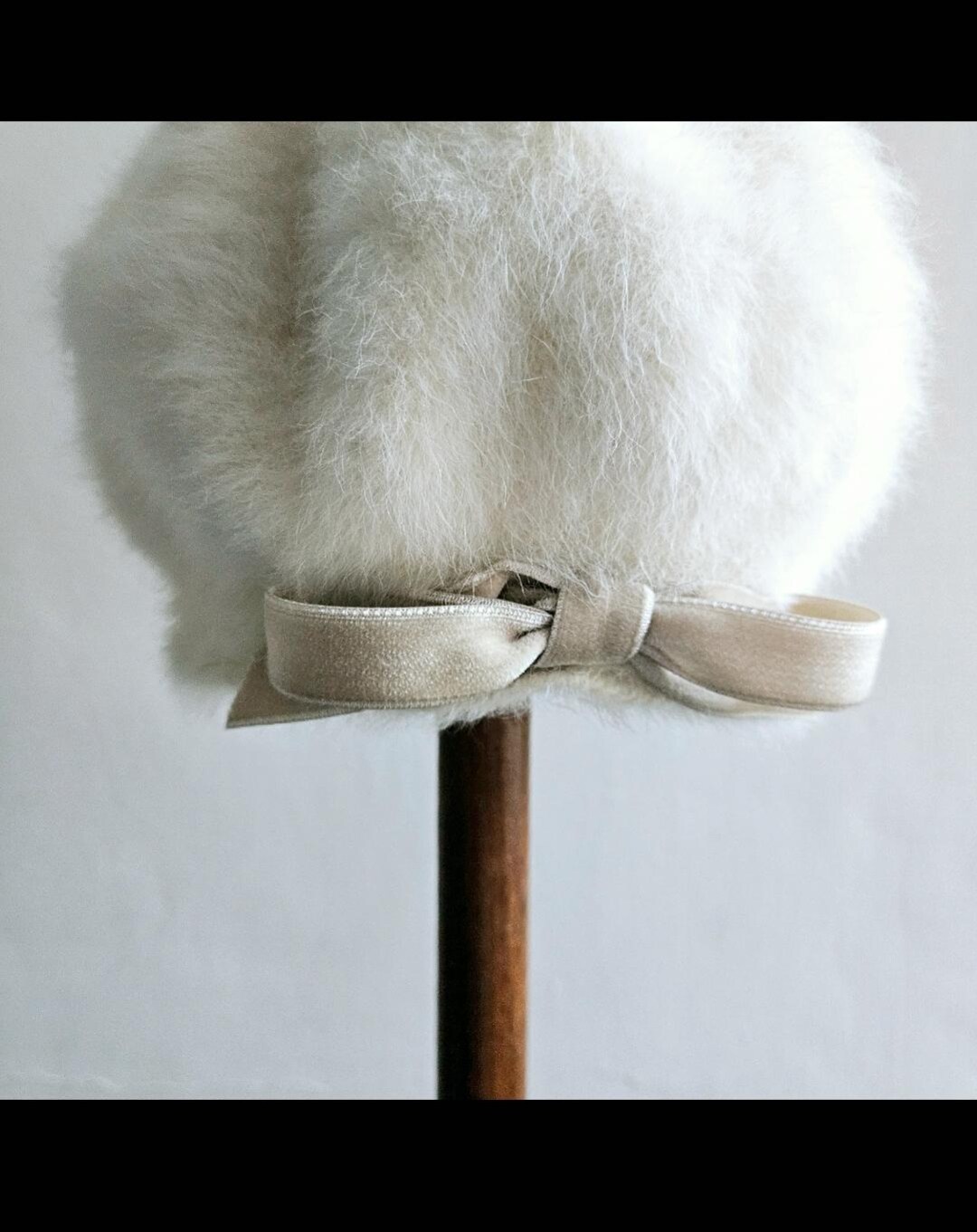 Cream Angora Beret With Velvet Trim - Etsy