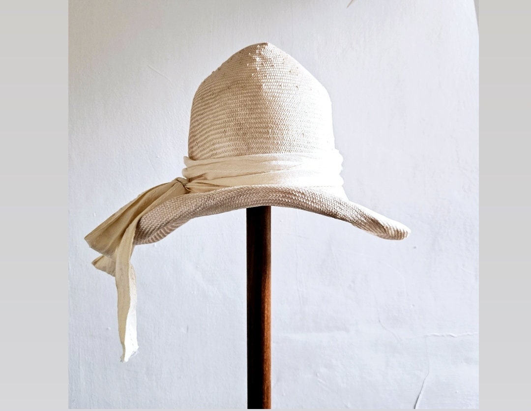 Battered Pale Straw Cloche - Etsy UK