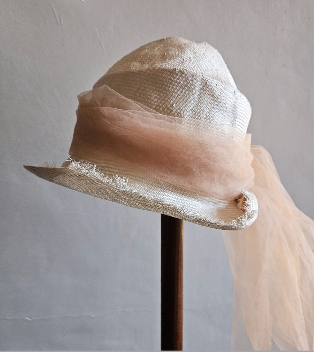Battered Hat With Tulle - Etsy