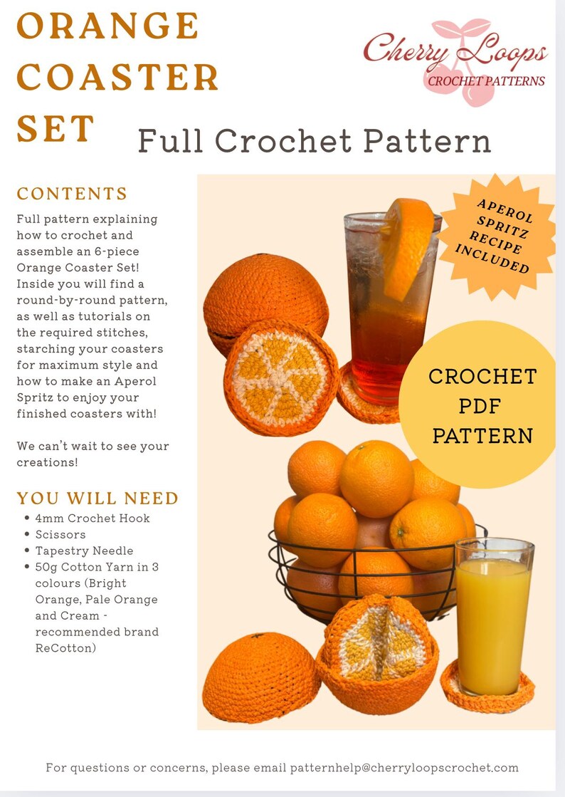 CROCHET PATTERN - Orange Slice Coaster Set Crochet Pattern Decor Easy ...