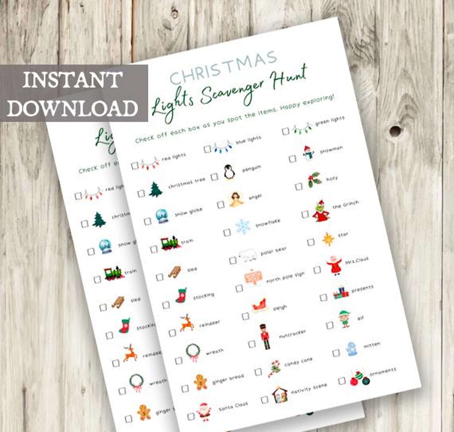 Winter Activity, Christmas Lights Scavenger Hunt Printable, Outdoor ...