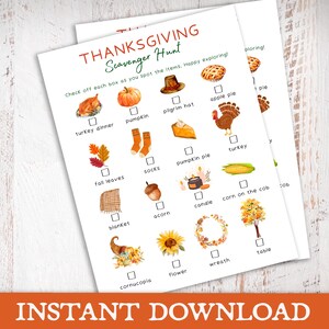 Thanksgiving Scavenger Hunt, Funny Family Thanksgiving Game, Printable ...