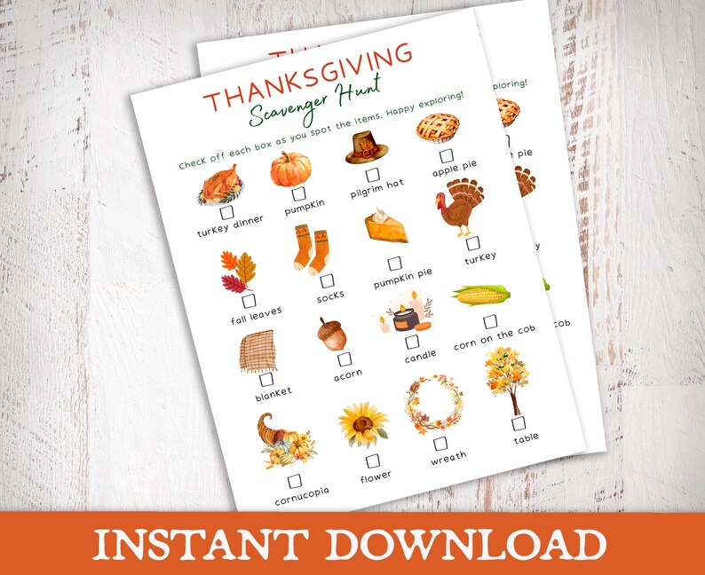 Thanksgiving Scavenger Hunt, Funny Family Thanksgiving Game, Printable ...