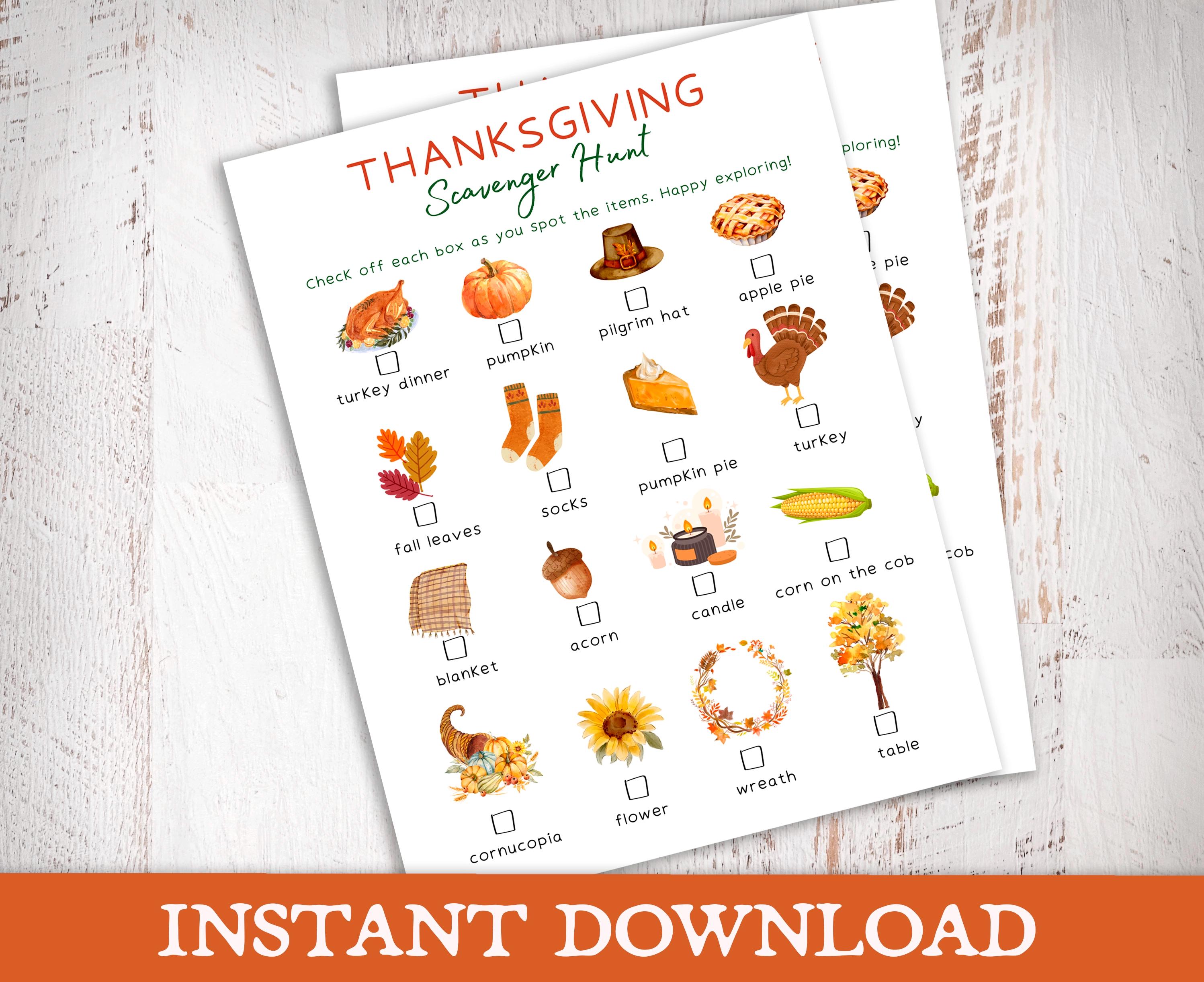 Thanksgiving Scavenger Hunt, Funny Family Thanksgiving Game, Printable ...