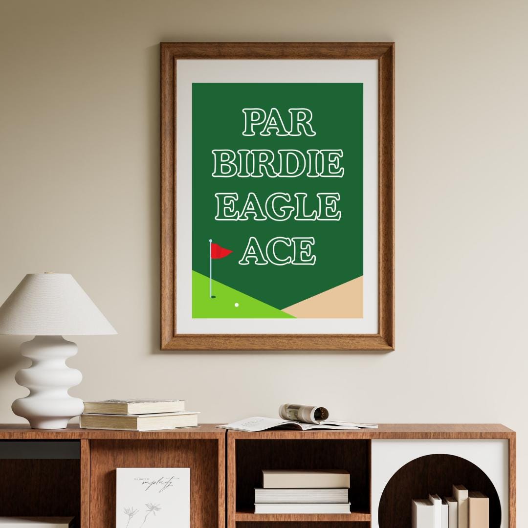 Golf Print – Par Birdie Eagle Ace Wall Art | Golf Lover Gift | Retro ...