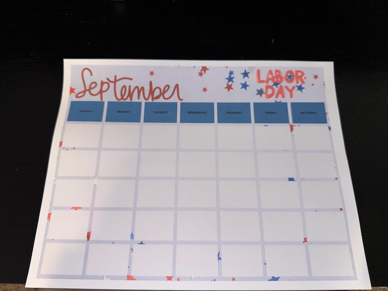 September Labor Day Calendar - Etsy