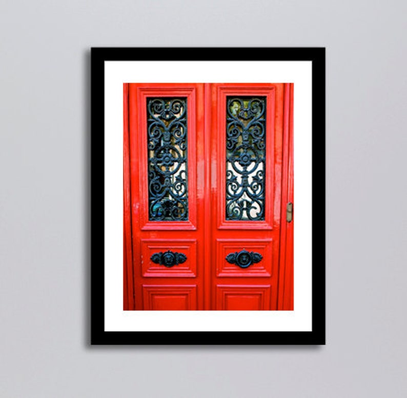 Red Door Print Paris Door Photography Red and Black | Etsy