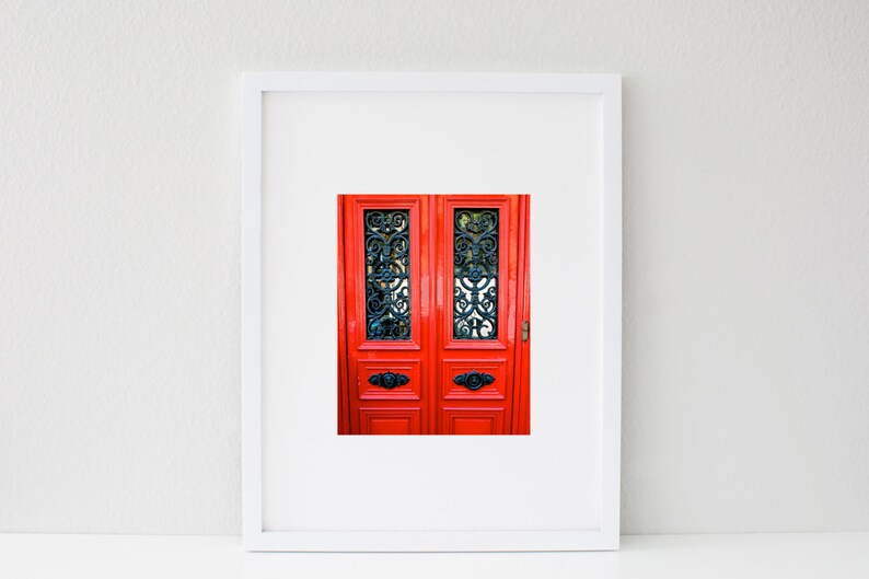 Red Door Print Paris Door Photography Red and Black | Etsy