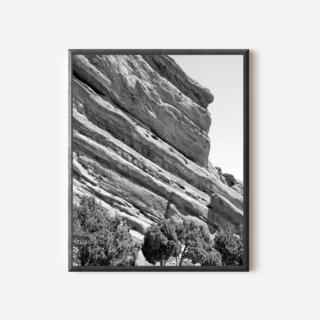 Red Rocks Photo Print, Colorado Photography, Black and White Red Rocks ...