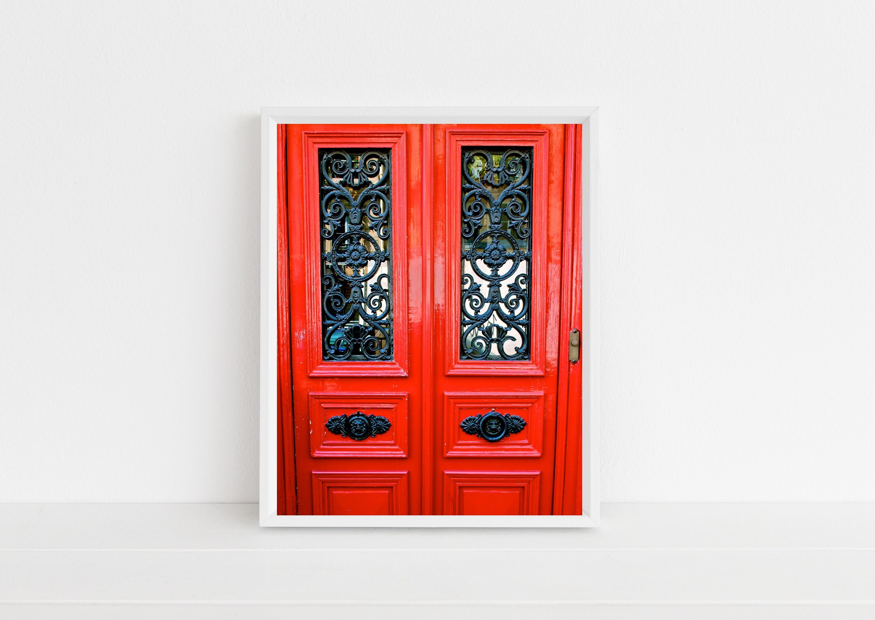 Red Door Print Paris Door Photography Red and Black | Etsy
