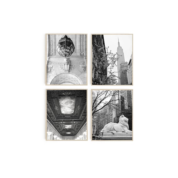 New York Public Library Four Print Collection 4 NYC Black | Etsy