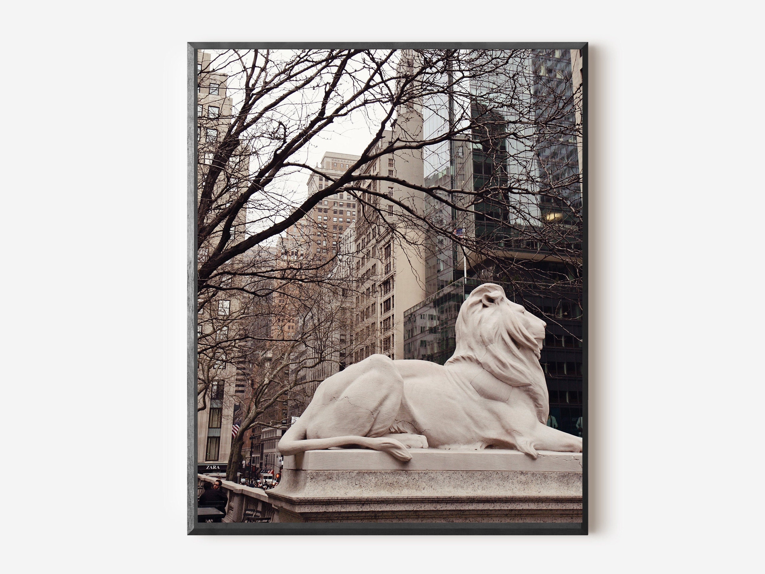 NYC Library Print, New York Public Library, Patience and Fortitude, New ...