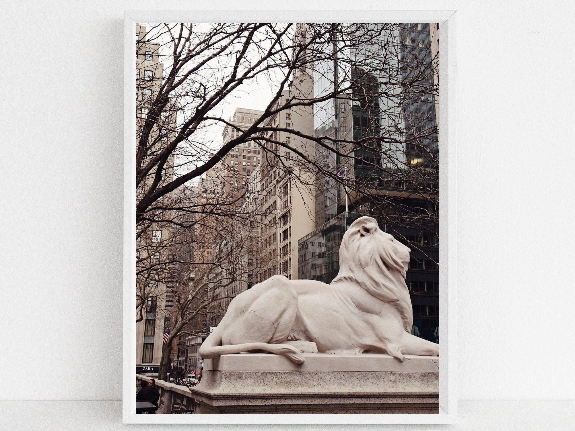 NYC Library Print, New York Public Library, Patience and Fortitude, New ...