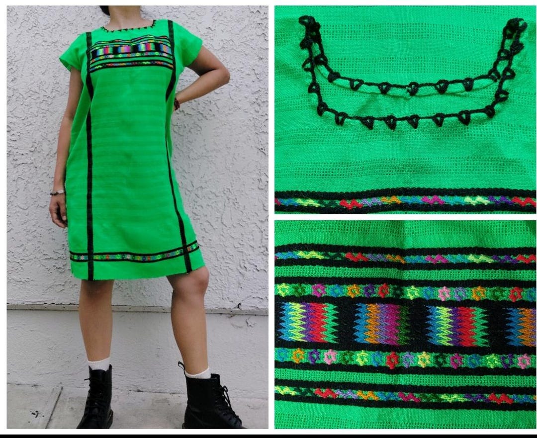 Triqui Handicrafted Dress, Oaxacan Handmade Huipil, Embroidery Mexican ...
