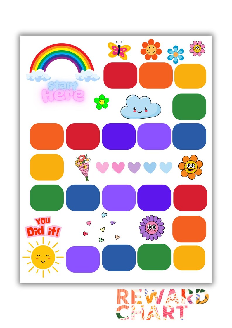Rainbow Reward Chart for Kids – Printable Potty Training or Chores ...