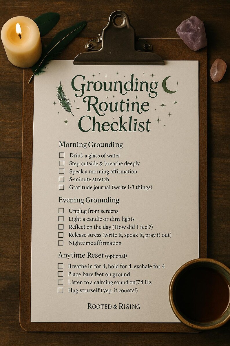 Grounding Routine, Self Care Printable, Daily Mindfulness, Rooted and ...