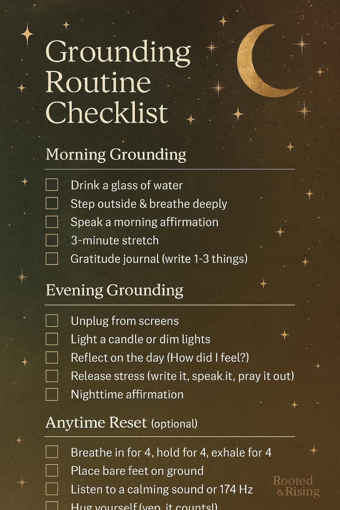 Grounding Routine, Self Care Printable, Daily Mindfulness, Rooted and ...