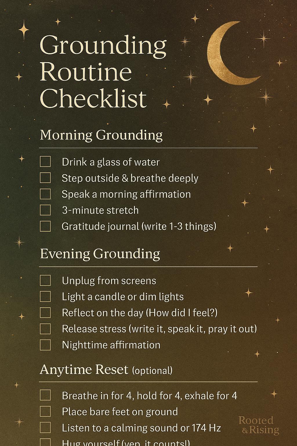 Grounding Routine, Self Care Printable, Daily Mindfulness, Rooted and ...