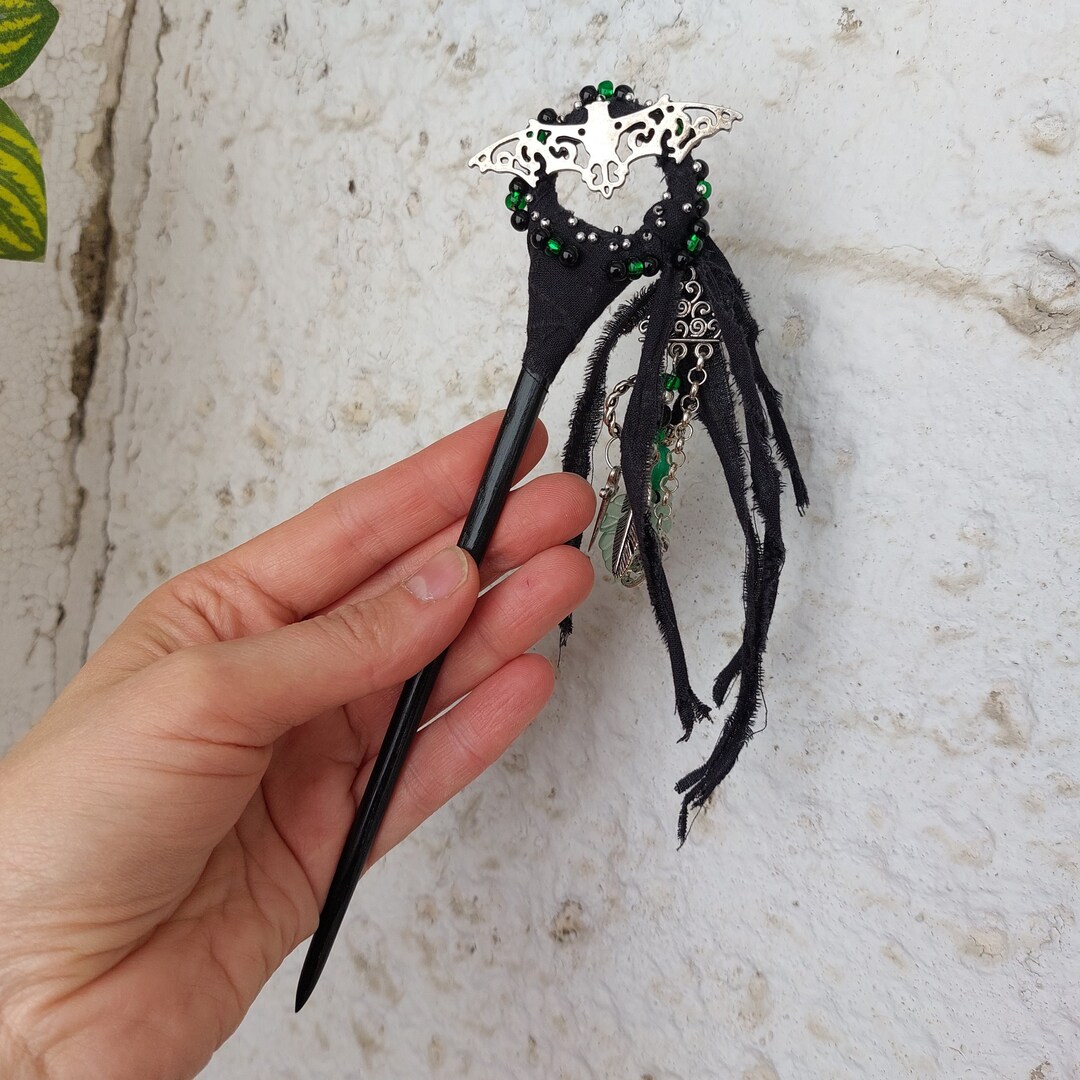 Gothic Faerie Hair Stick - Witchy Viking Celtic Bat - Enchanting ...