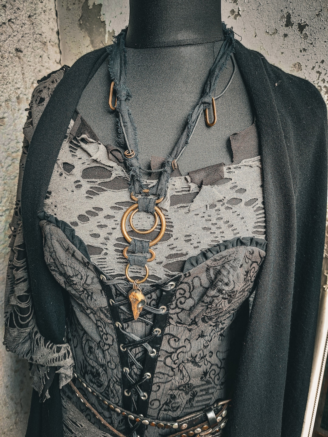 Witchy Tribal Style Necklace, Dark Fae Pagan Goth Necklace, Alternative ...