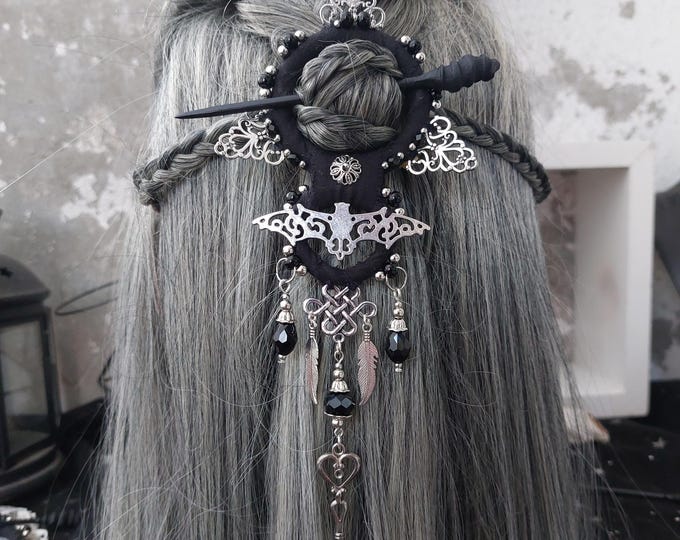 Bat Goddess Hair Pin, Pagan Goth Hair Pin, Gothic Witch Hair Jewelry ...