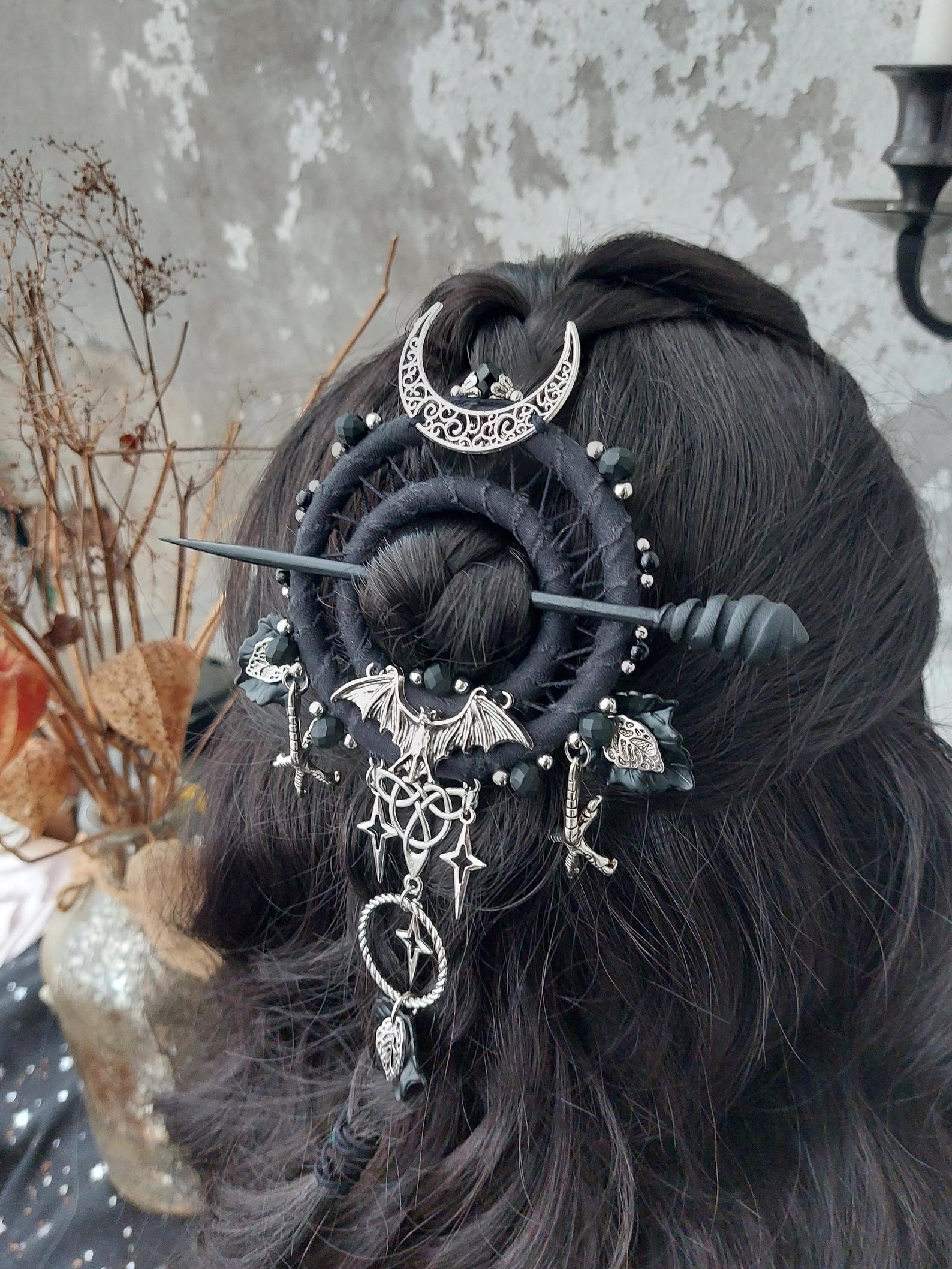 Gothic Vampire Moon Hair Pin – Pagan Fantasy Accessory - Etsy