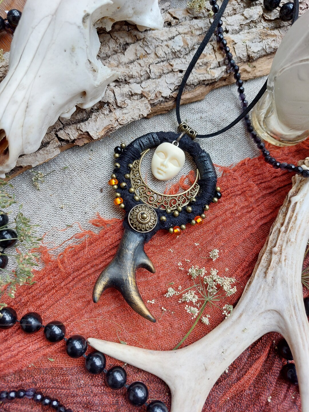 Modern Goth Horn Pendant - Gothic Pagan Jewelry, Warrior Pagan Pendant ...