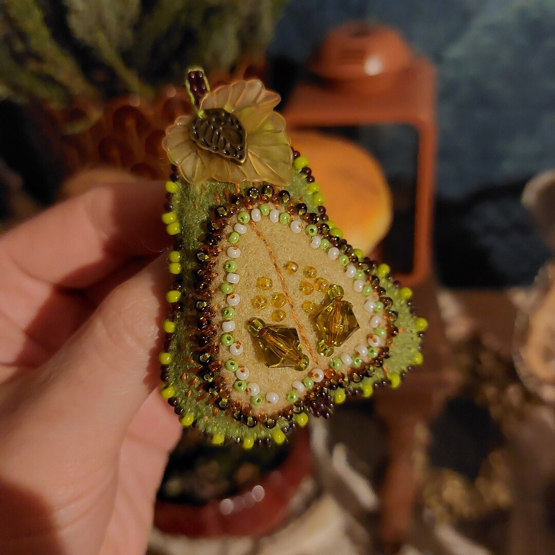 Pear Pin, Mori Pin, Cute Fruit Brooch, Cottagecore Brooch, Cottagecore ...