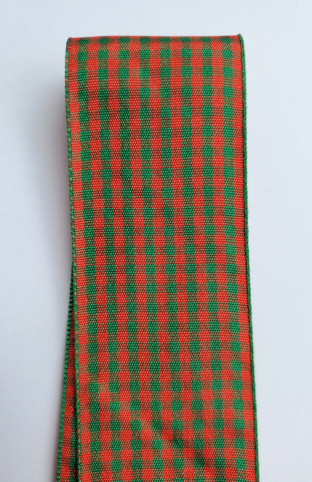 5 Yards of 1.5" Taffeta Checked Ribbon - Red and Green Checked - Etsy