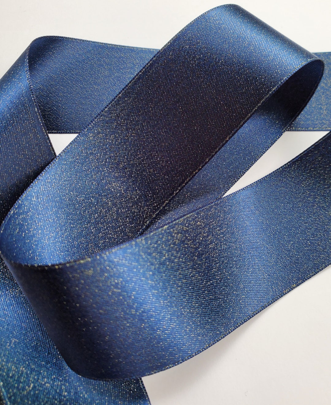 Light Navy Blue Stardust Double Faced Satin Ribbon - 5 Yards ...