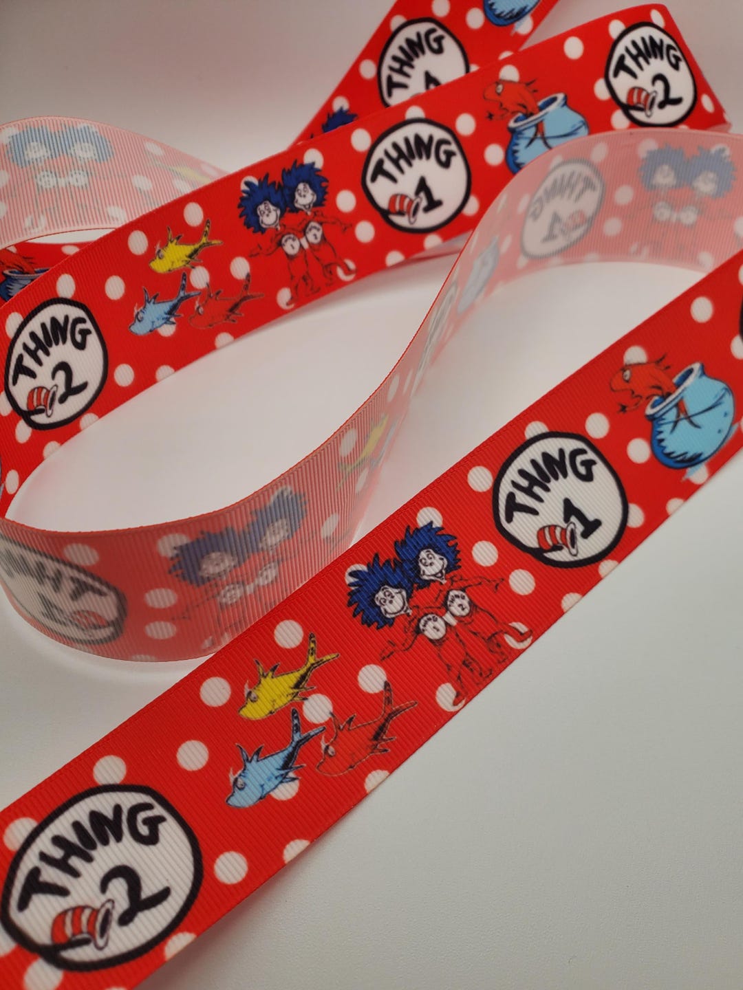 5 Yards of 1.5" Grosgrain Ribbon - Thing 1 and Thing 2 Print Grosgrain ...