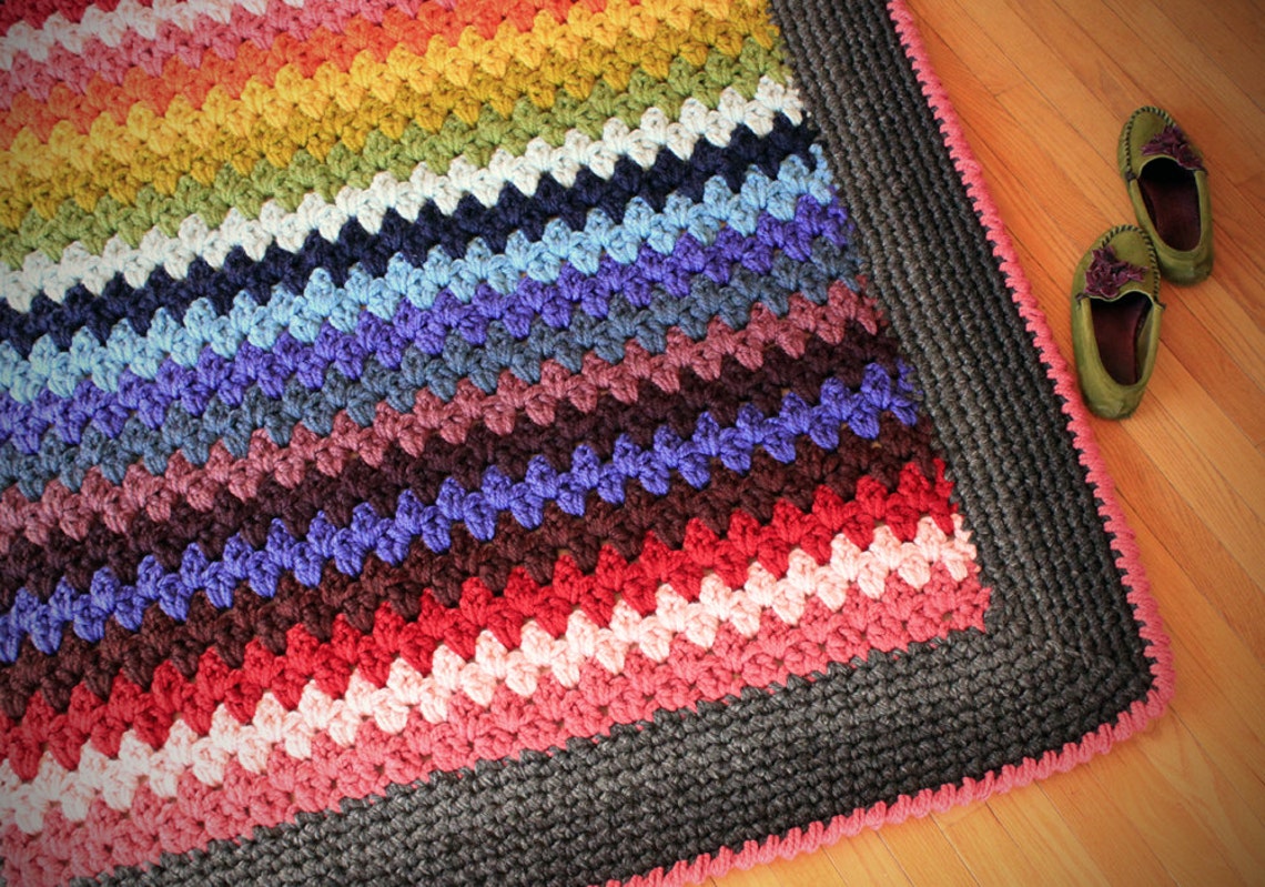 Rainbow Stripes Rug a Crochet Pattern - Etsy