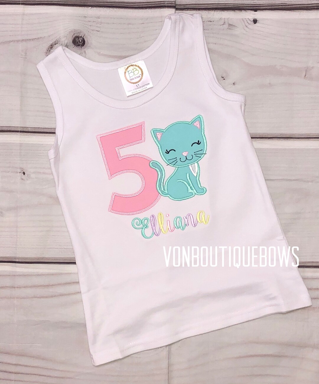 Girls Kitty Birthday, Girls Cat Birthday, Matching Boutique Bow ...