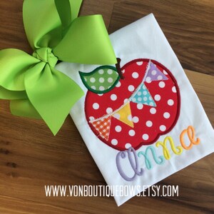 Apple Back to School First Day of School Boutique Bow Monogram ...