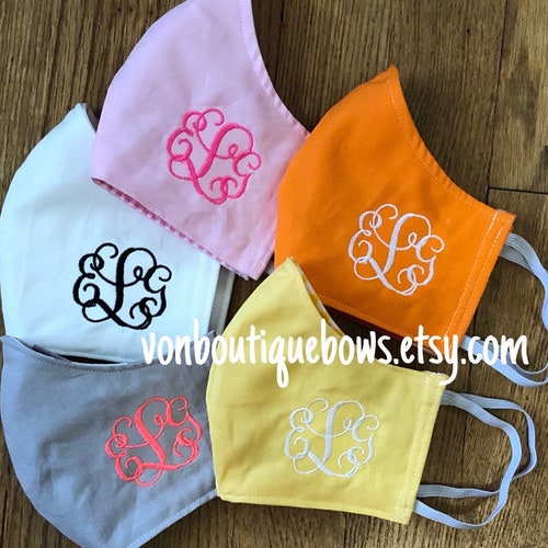 Custom Monogram Embroidery Reusable Washable 3 Three Layer | Etsy