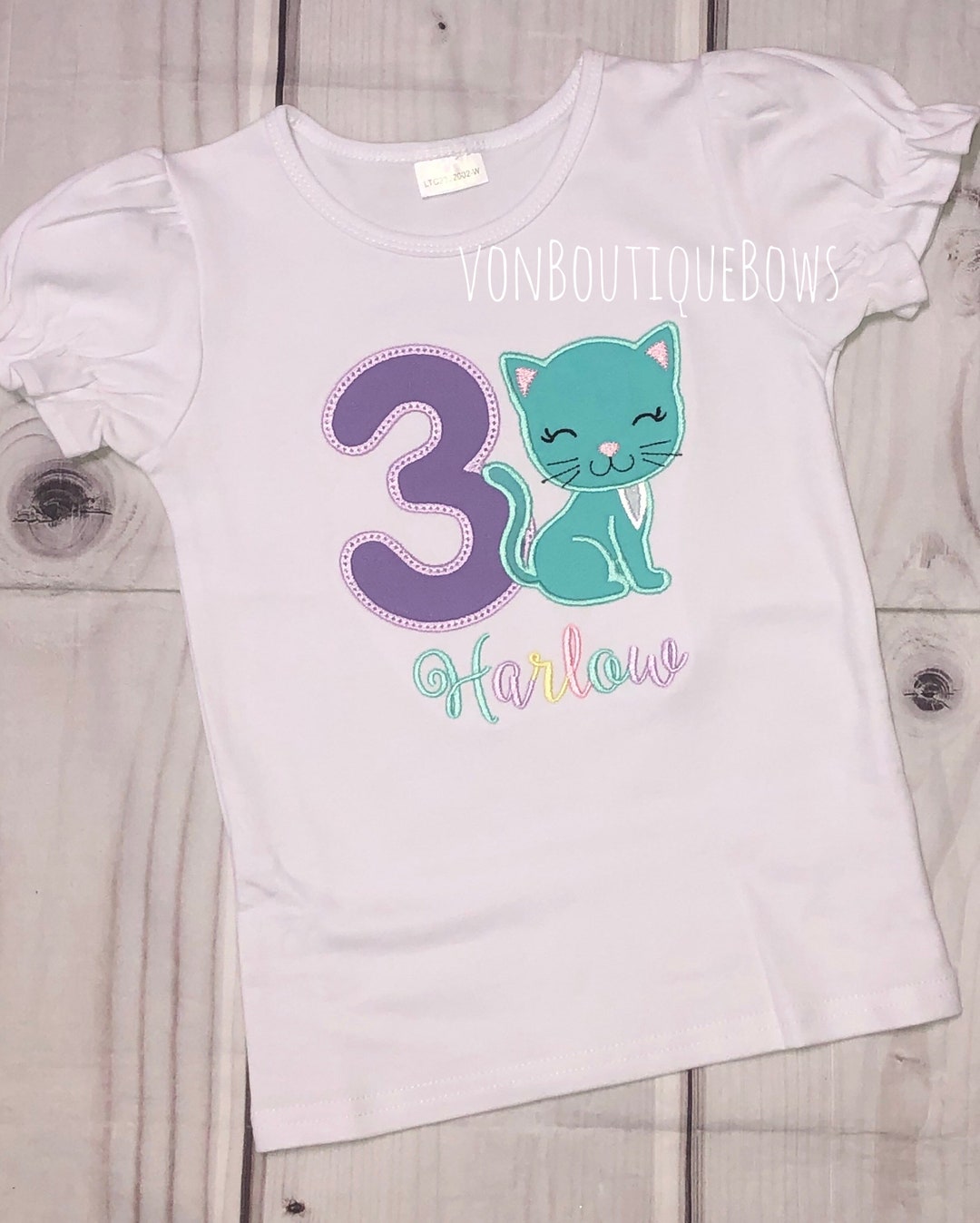 Girls Kitty Birthday, Girls Cat Birthday, Matching Boutique Bow ...