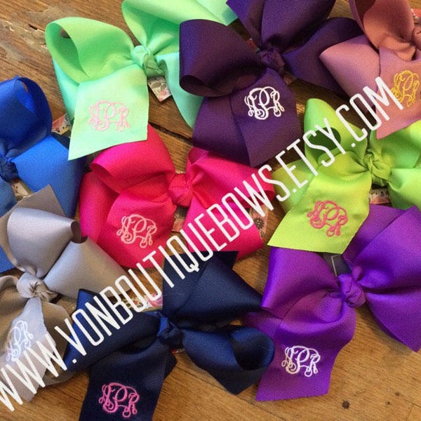 Monogrammed Hair Bow - Etsy