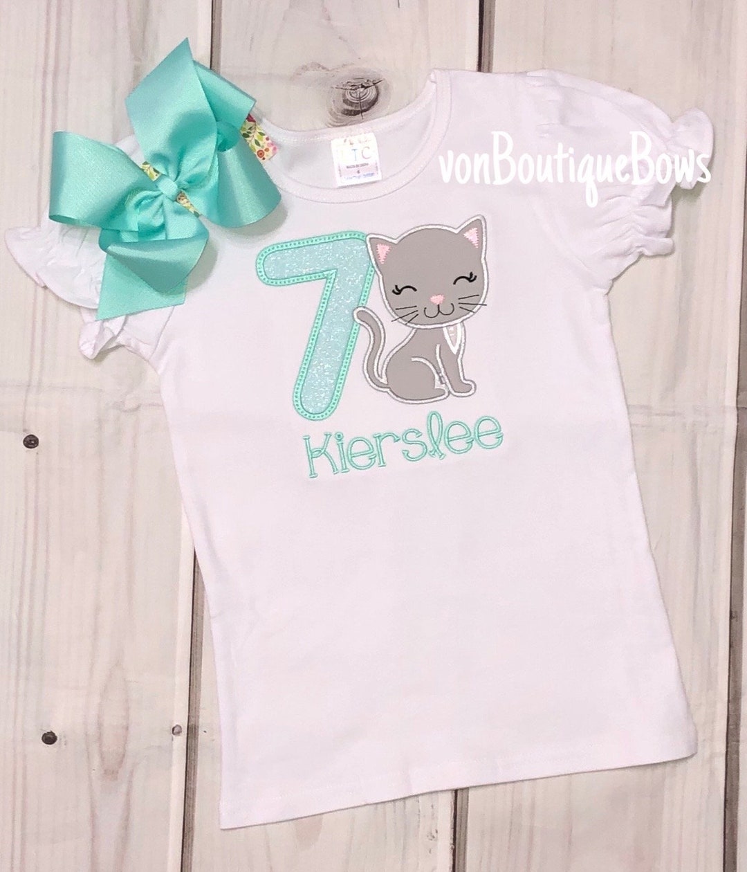 Girls Kitty Birthday, Girls Cat Birthday, Matching Boutique Bow ...
