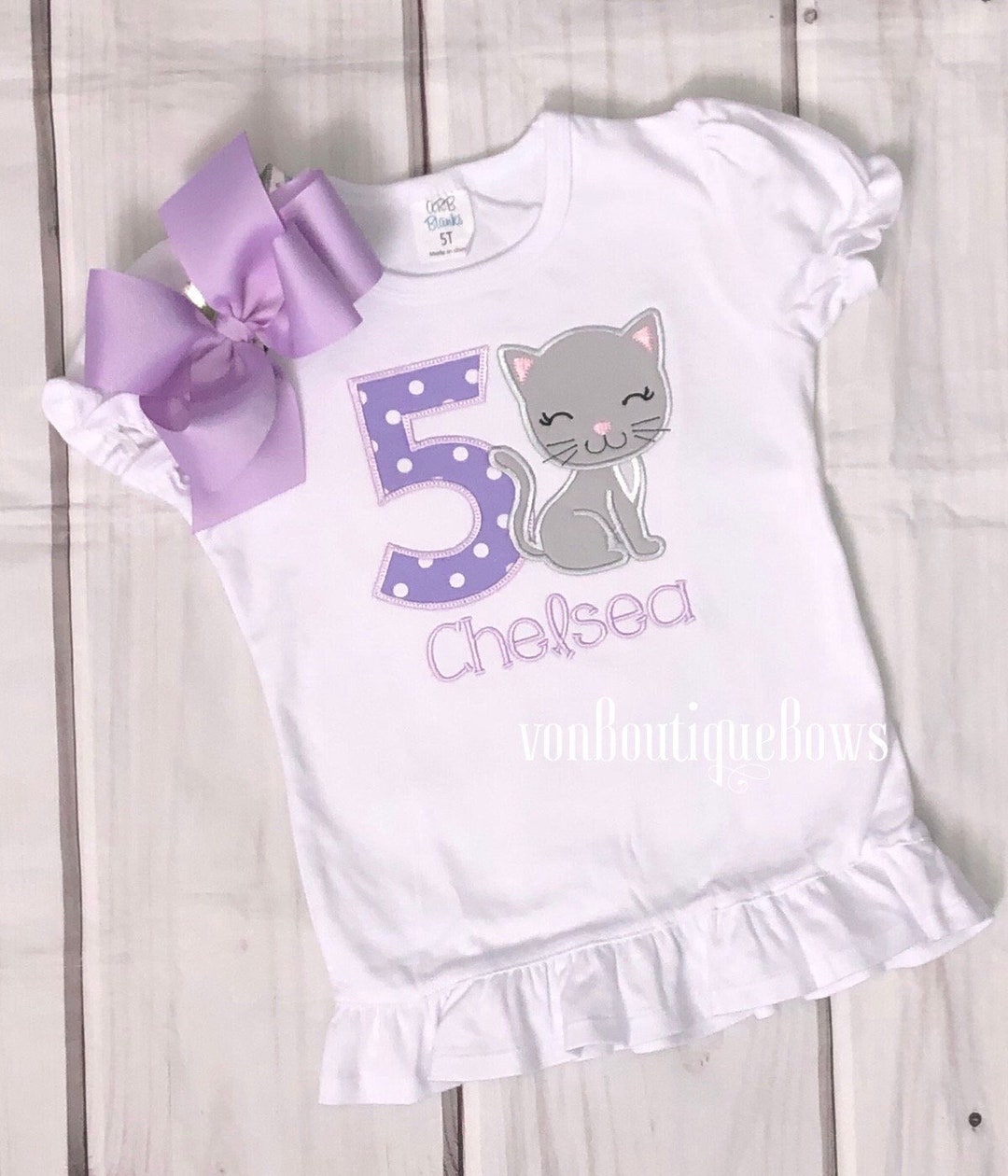 Girls Kitty Birthday, Girls Cat Birthday, Matching Boutique Bow ...